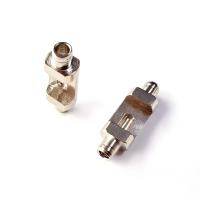 China Custom CNC Turned HPb59‑1 Brass RF Coaxial Straight Adapter Snap‑in Double‑Pass Connector With Nickel Plating for sale