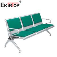 China Green Airport Waiting Area Chairs , Steel 3 Seater Chair With Synthetic Leather for sale