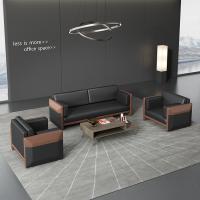 China Black Leather Office Sofa Modular For Company Business Reception OEM ODM for sale