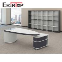 China Officeworks Modern Glass Executive Desk MDF Glossy Surface SGS Certified for sale