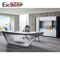 China Officeworks Modern Glass Executive Desk MDF Glossy Surface SGS Certified for sale