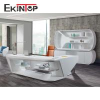 China Curved White Executive Writing Desk , Office Furniture Executive Table OEM ODM for sale