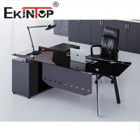 China White Black Modern Glass Desk Office Transparent Tempered Glass Table for sale