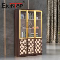 China Steel Plate Glass Door Storage Cabinets Wooden Office Book Cabinet for sale