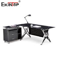 China Metal Modern Office Furniture Tempered Glass Desk Customized for Work for sale