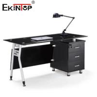 China Modern Manager Tempered Glass Computer Desk L Shaped Office Furniture Wholesale for sale