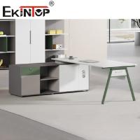 China Modern Office Desk L Shaped Wooden Iron Manager Executive Desk Office Furniture for sale