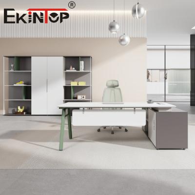 China Modern Office Desk L Shaped Wooden Iron Manager Executive Desk Office Furniture for sale