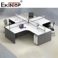 China White Gray L Shaped Office Workstation Staff Desk Contemporary for sale