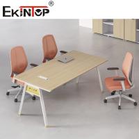 China Custom Rectangular Wood Conference Table Meeting Room Cafe Table Scratch Resistant for sale
