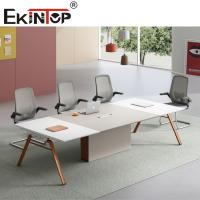 China Convertible Rectangular Conference Table With Wood Steel Material  4 Legs for sale