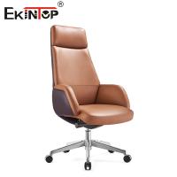 China Blue Executive Leather Chair With Stainless Steel Assembly For Office for sale