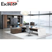 China Extendable L Shaped Modern Executive Desk Office Furniture Gray Brown for sale