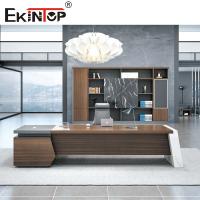 China Extendable L Shaped Modern Executive Desk Office Furniture Gray Brown for sale