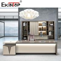 China Light Brown Extendable Computer Desk With Drawers For Office Home for sale