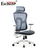 China Gray Modern Swivel Ergonomic Mesh Desk Chair With Headrest for sale