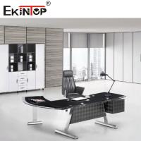 China Sleek White Black Glass Desk Modern CEO Executive Office Furniture for sale