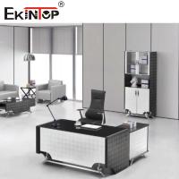 China Sleek White Black Glass Desk Modern CEO Executive Office Furniture for sale