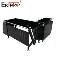 China 8mm Desktop Thickness Modern Glass Desk With Steel Legs For Office Building for sale