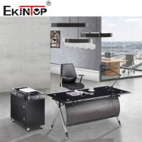 China Modern Rectangle Executive Glass Desk Office Computer Desk Furniture for sale