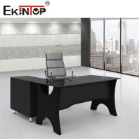 China Waterproof Modern Rectangle Glass Desk Black Tempered Glass Office Desk for sale