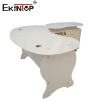 China Thickened Tempered Glass Computer Desk Round Corner Black Color Full Mirror Feel for sale