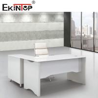 China White L Shape Tempered Glass Computer Desk Office Furniture Working Table for sale