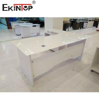 China White L Shape Tempered Glass Computer Desk Office Furniture Working Table for sale