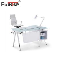 China Modern White Glass Desk With Drawer Rectangle Computer Desk Home Furniture for sale