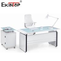 China Modern White Glass Desk With Drawer Rectangle Computer Desk Home Furniture for sale