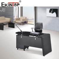 China 8mm Desktop Thickness Glass Office Table With Drawer Customized Size For Home Furniture for sale