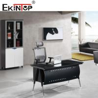 China Black Brown Glass Top On Wood Table With Metal Legs Home Office Furniture for sale