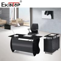 China Black Brown Glass Top On Wood Table With Metal Legs Home Office Furniture for sale