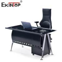 China Custom Durable Computer Glass Desk With Drawers For Office Building for sale