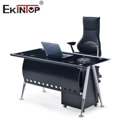 China Custom Durable Computer Glass Desk With Drawers For Office Building for sale
