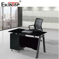 China Custom Durable Computer Glass Desk With Drawers For Office Building for sale