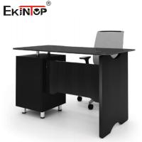 China Commercial Black Glass L Shaped Desk With Drawers Modern Executive Office Furniture for sale