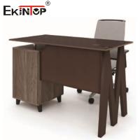China Middle Size Glass Top On Wood Table I Shaped Office Desk Furniture for sale