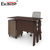 China Middle Size Glass Top On Wood Table I Shaped Office Desk Furniture for sale