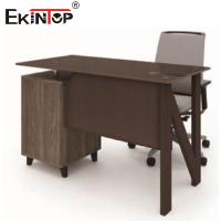 China Brown Glass Top Computer Desk With Wood Metal Drawer Custom for sale