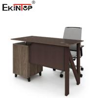 China Brown Glass Top Computer Desk With Wood Metal Drawer Custom for sale