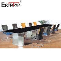 China Rectangular Black Conference Table Elegant Business Atmosphere 10 Seating Capacity for sale
