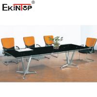 China Rectangular Black Conference Table Elegant Business Atmosphere 10 Seating Capacity for sale