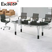 China Rectangular Black Conference Table Elegant Business Atmosphere 10 Seating Capacity for sale