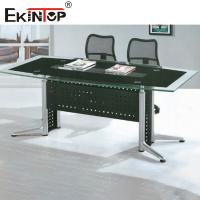 China SGS Black Glass Conference Table Enhance Professional Image Show Business Taste for sale