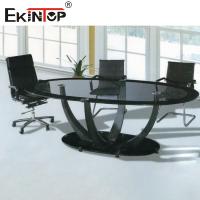 China SGS Black Glass Conference Table Enhance Professional Image Show Business Taste for sale