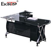 China Modern Seamless Glass Office Desks Side Cabinet Table for sale