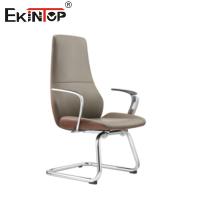 China Adjustable Height Brown Office Lounge Chair Leather Material Simple Style for sale