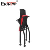 China Black and Red Foam Cushion Foldable Training Room Chairs with Wheels for sale