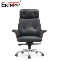 China Business Style Black Office Leather Chair Metal Leg with Wheels for sale